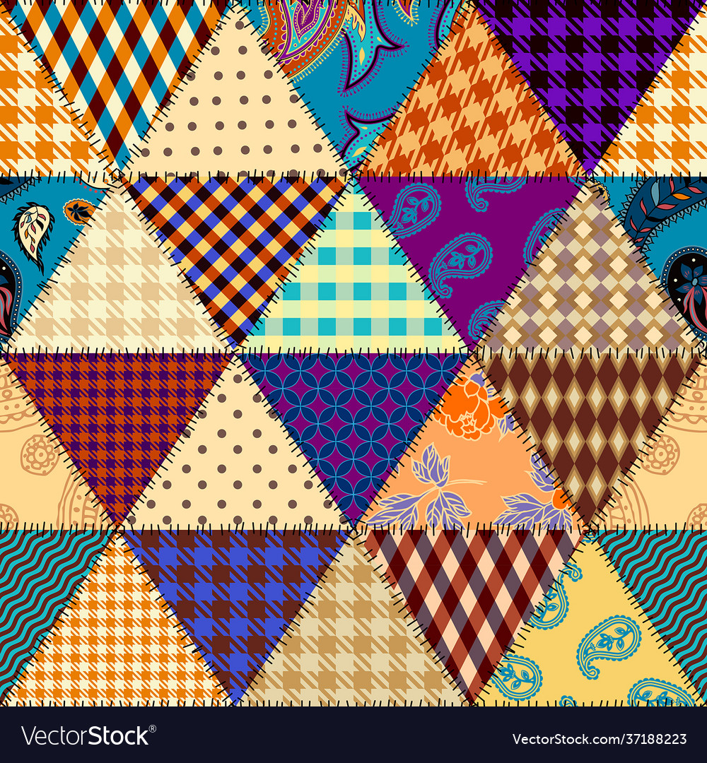 Patchwork textile pattern seamless quilting Vector Image