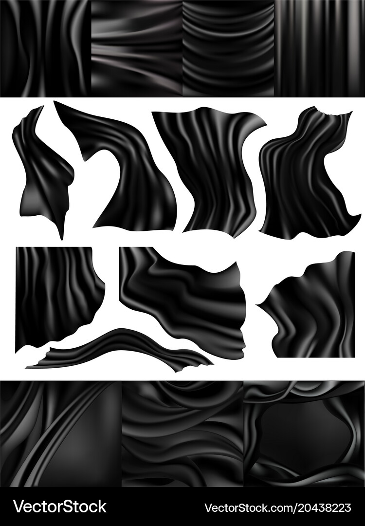 Silk black silky fabric and elegant dark Vector Image