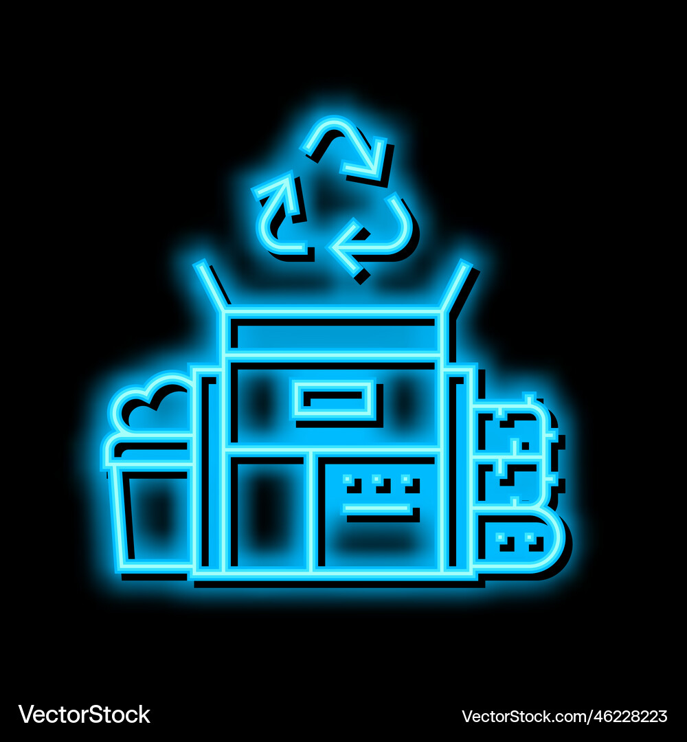 Waste recycling neon glow icon Royalty Free Vector Image