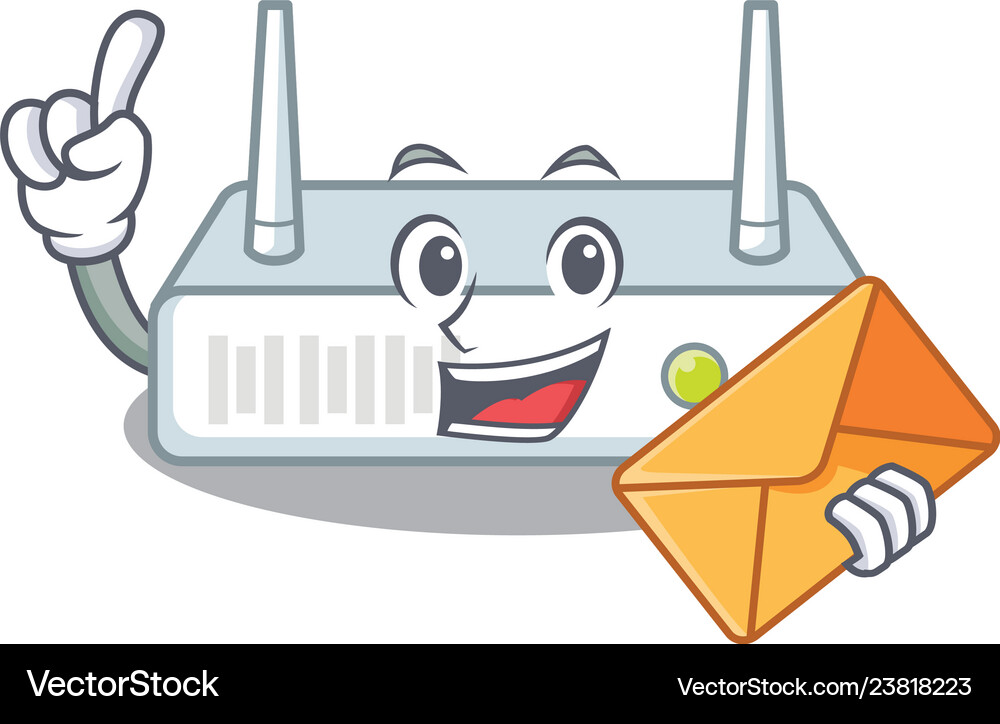 With envelope router is installed in cartoon wall Vector Image