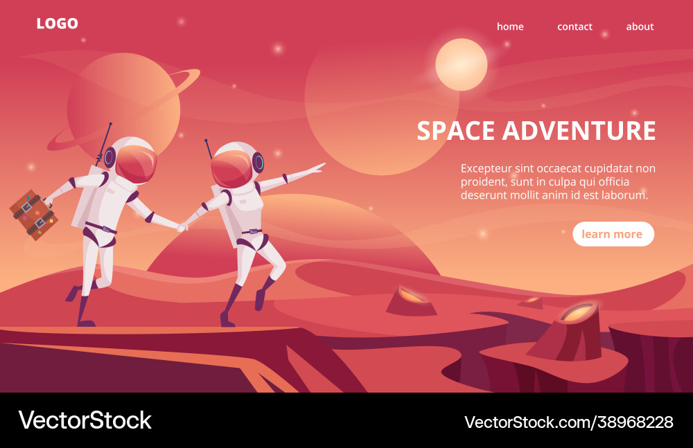 Cosmonauts landing space universe futuristic Vector Image