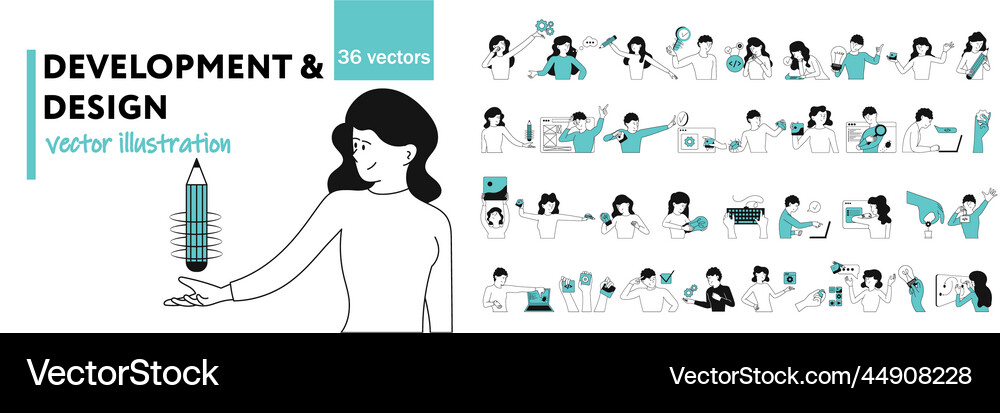 Design and development concept set of people and Vector Image