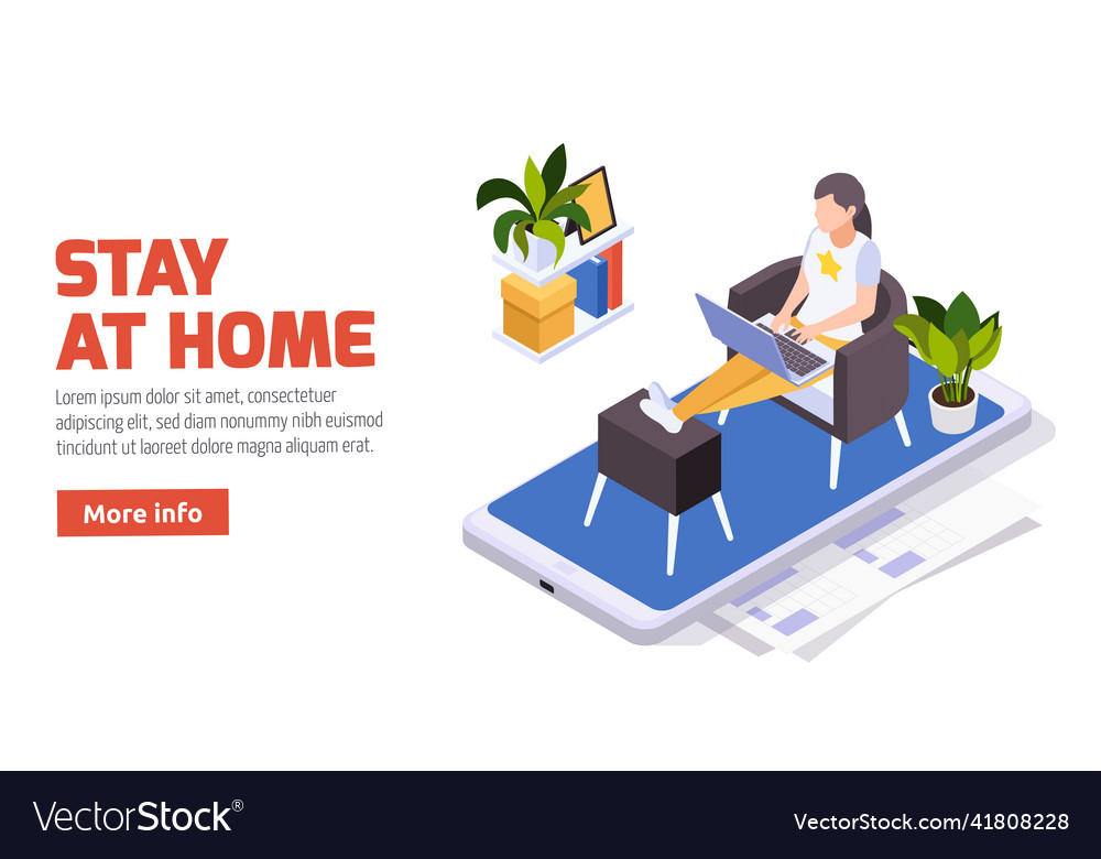 Distant work isometric composition Royalty Free Vector Image