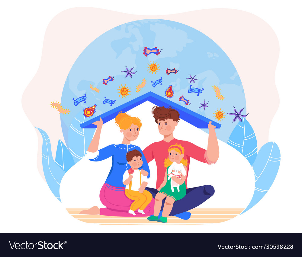 Family protection from covid-19 virus in self Vector Image