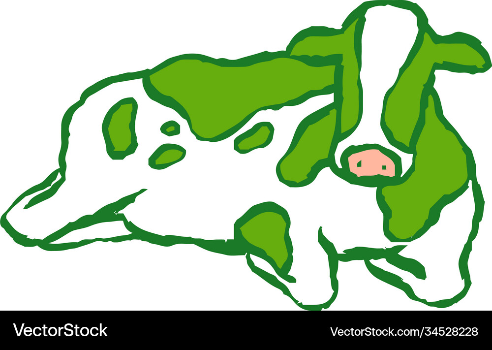 Green realistic hand-painted holstein cow Vector Image