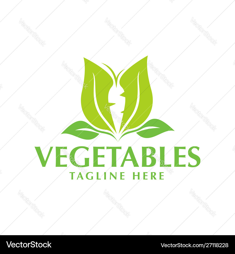Green vegetable logo with leaf and carrot Vector Image
