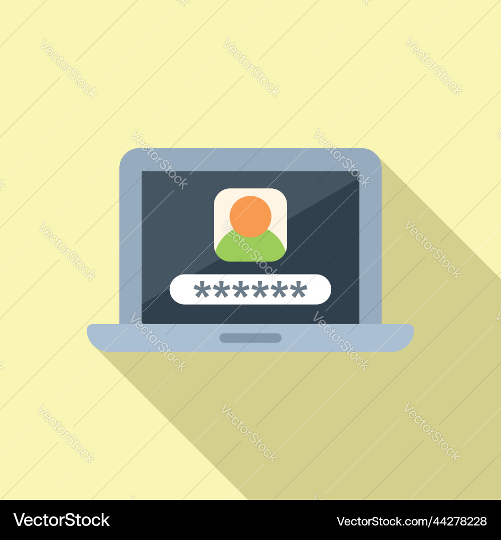 Laptop privacy icon flat data protect Royalty Free Vector