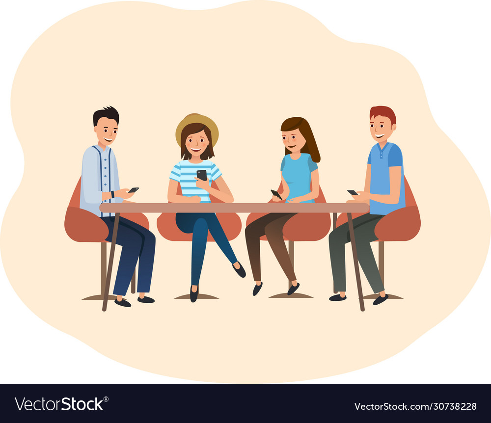 Millenium generation communicate with each other Vector Image