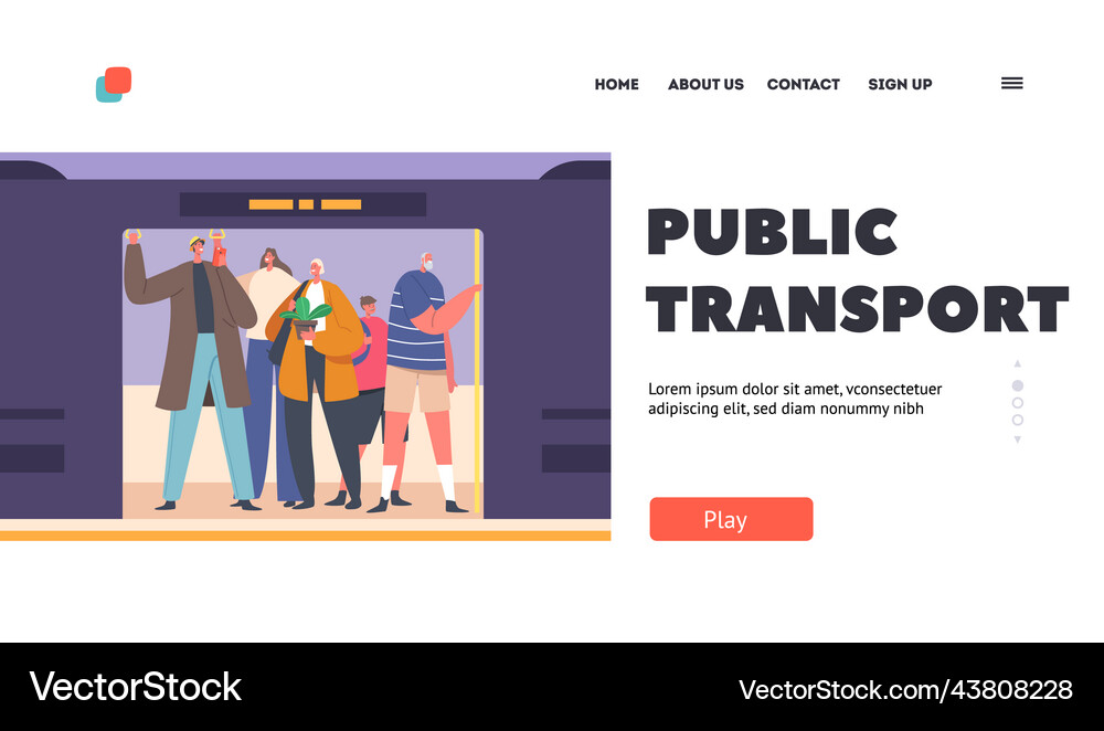 Public transport landing page template people Vector Image
