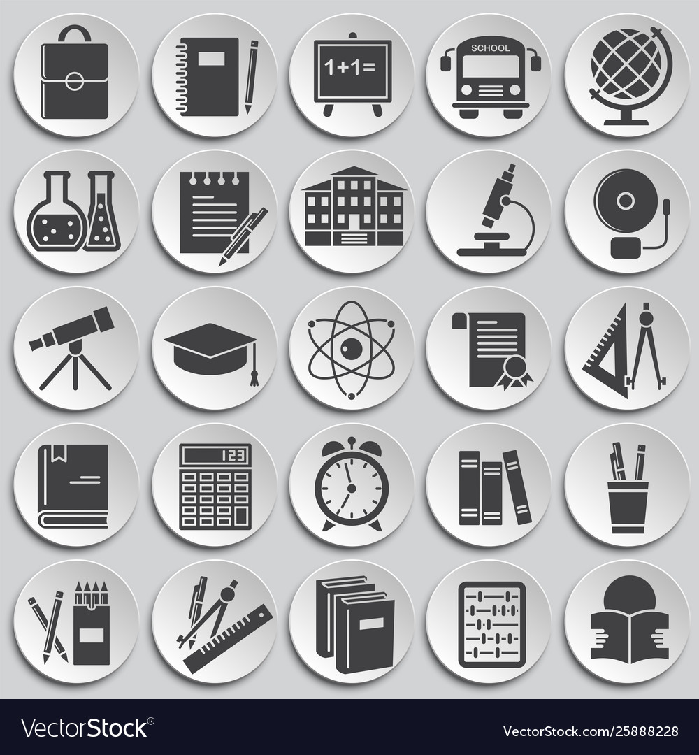 School related icons set on background for graphic