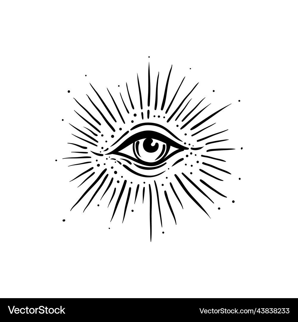 Blackwork tattoo flash eye of providence masonic Vector Image