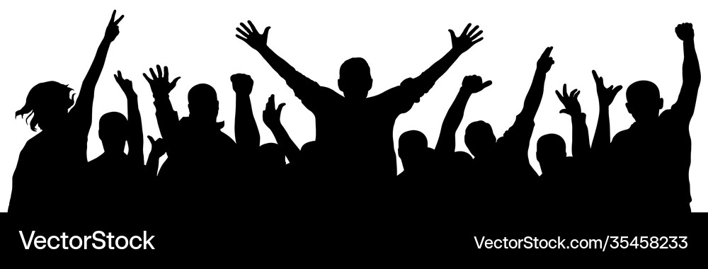 Cheerful crowd people cheering applause fan Vector Image