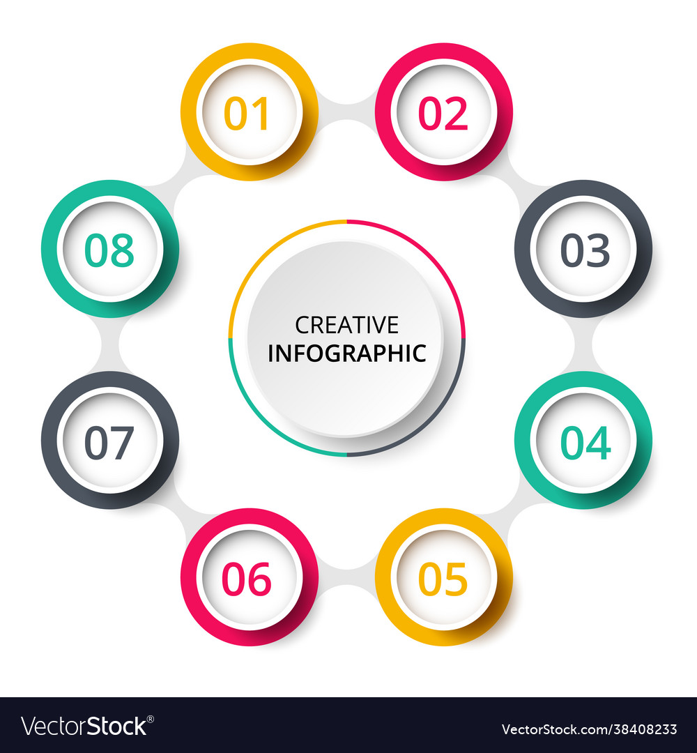 Circle elements graph diagram with 8 steps Vector Image