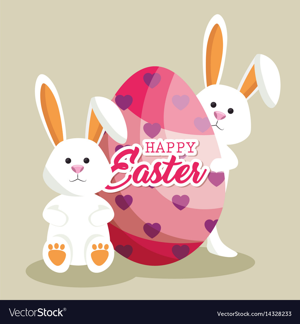 Cute rabbit happy easter Royalty Free Vector Image