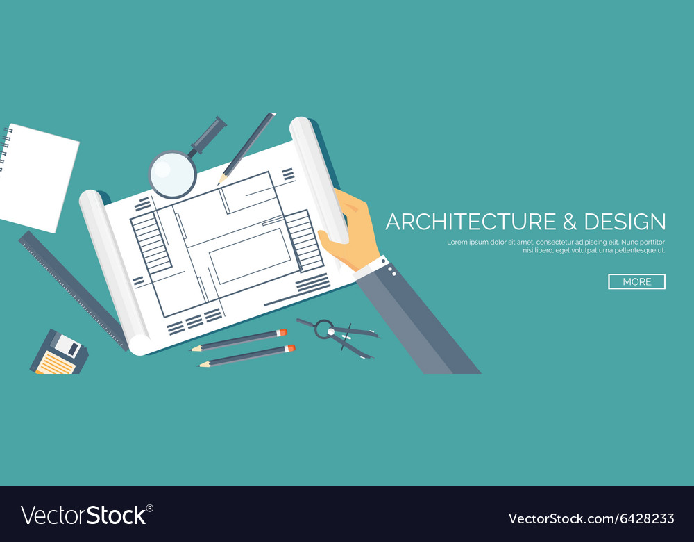 Flat architectural project Royalty Free Vector Image