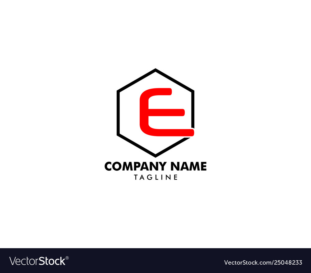 Initial letter e hexagon shape logo design Vector Image