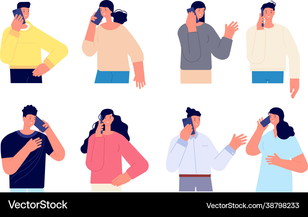 People mobile conversation man call phone Vector Image