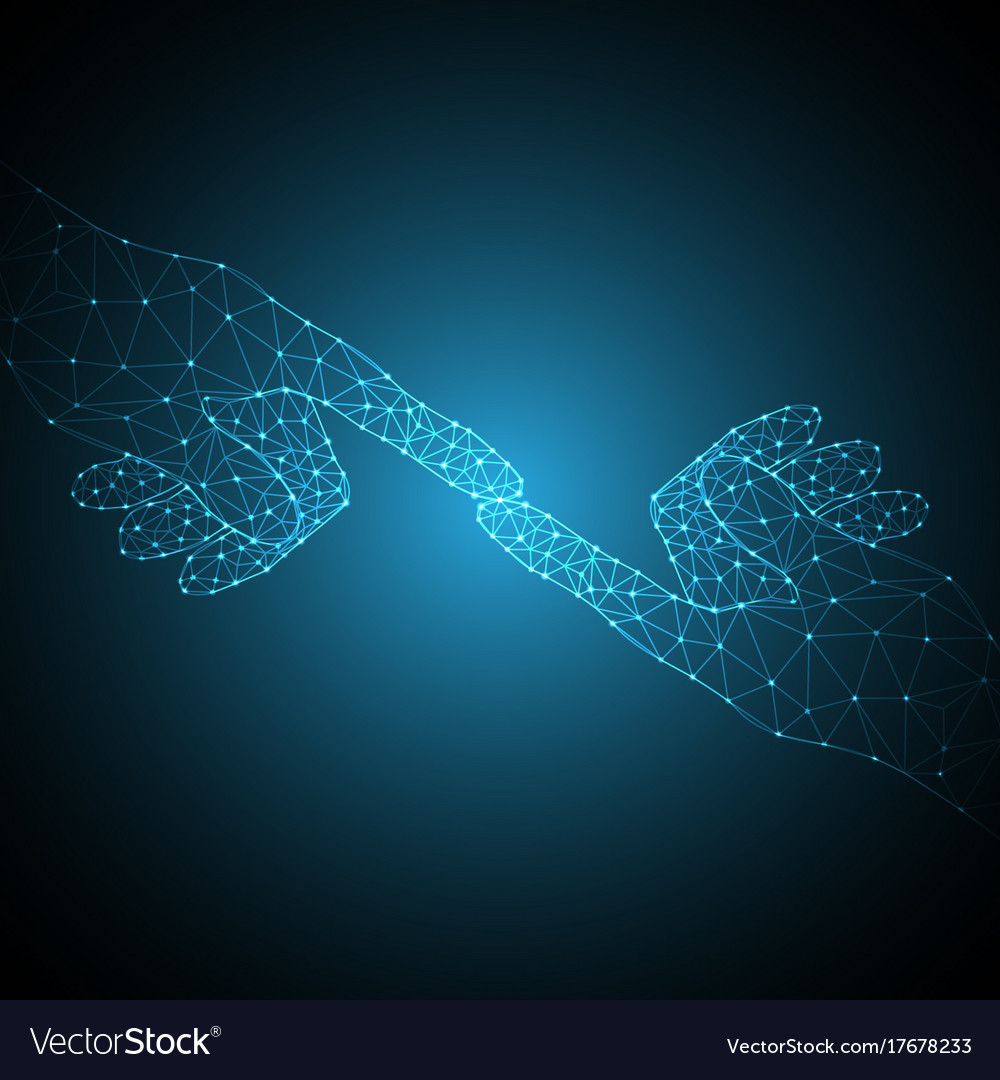 Technology future polygon hand touch point Vector Image