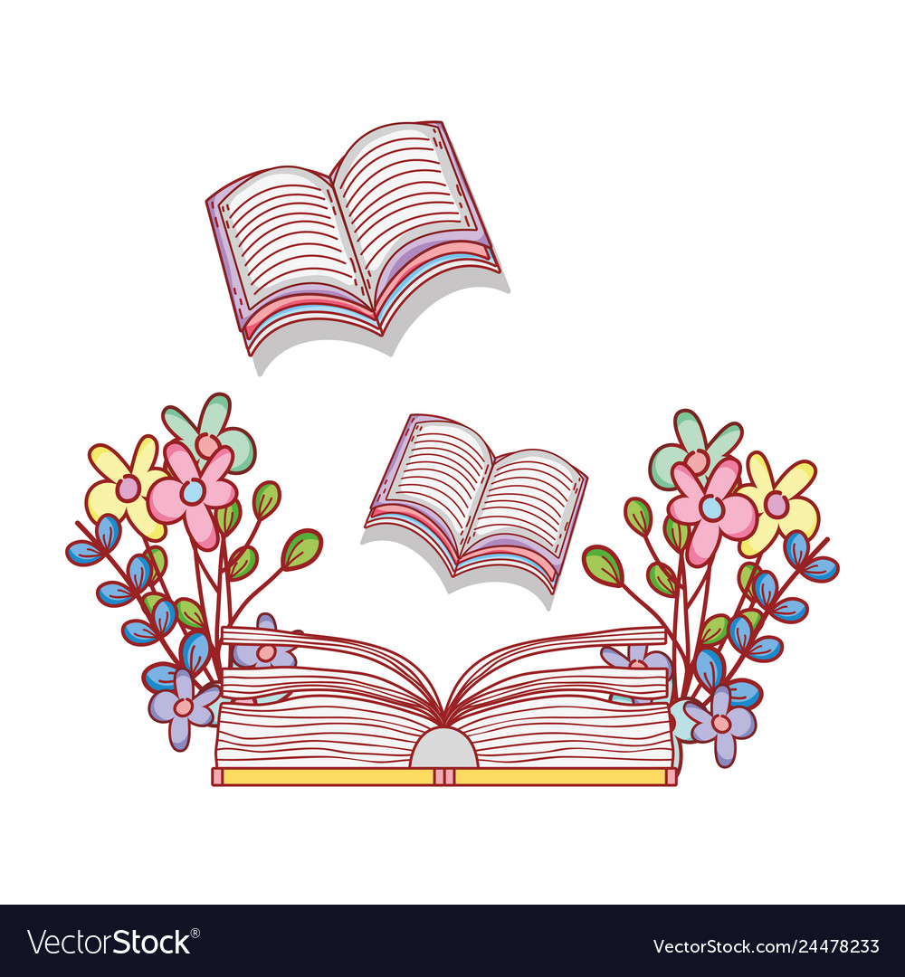 Text books with flowers day celebration Royalty Free Vector
