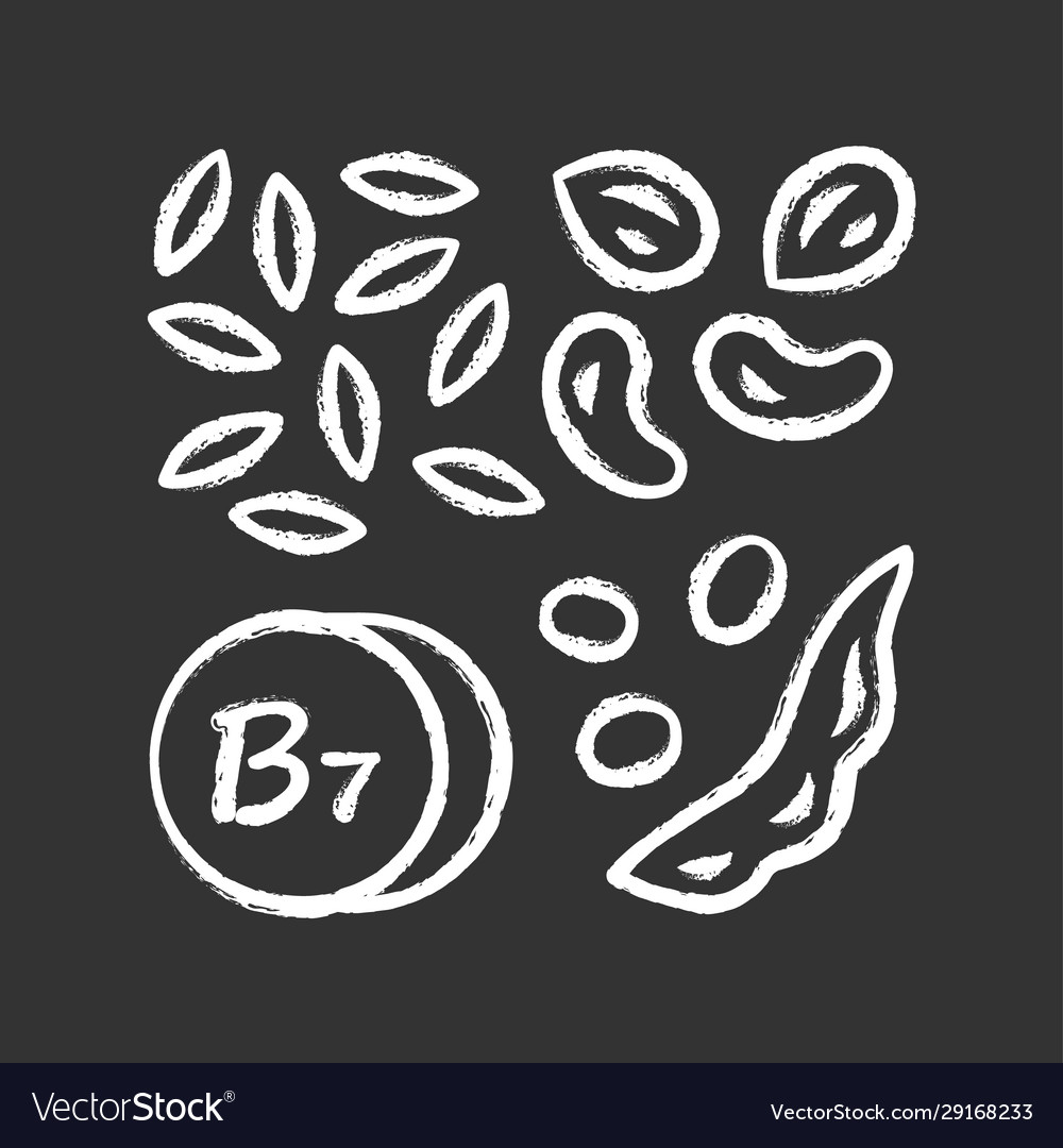 Vitamin b7 chalk icon almonds and peanuts nuts Vector Image