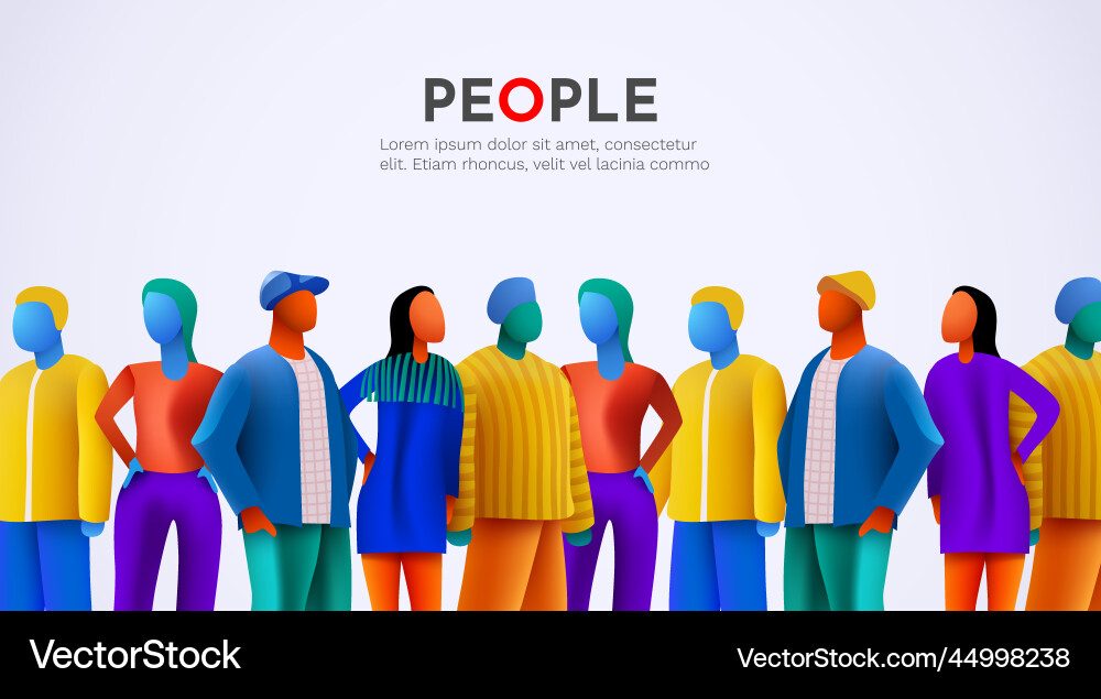 3d colorful people standing together team Vector Image