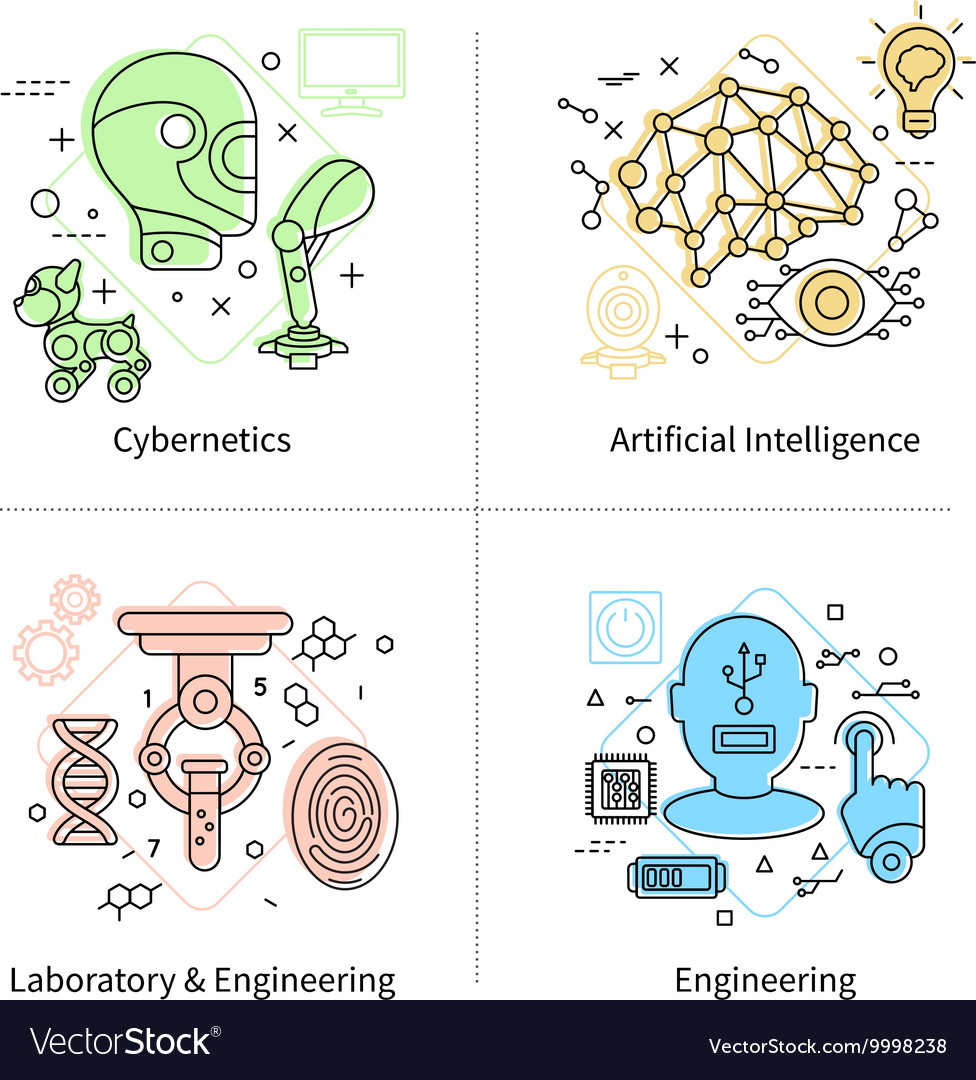 Artificial intelligence icon set Royalty Free Vector Image