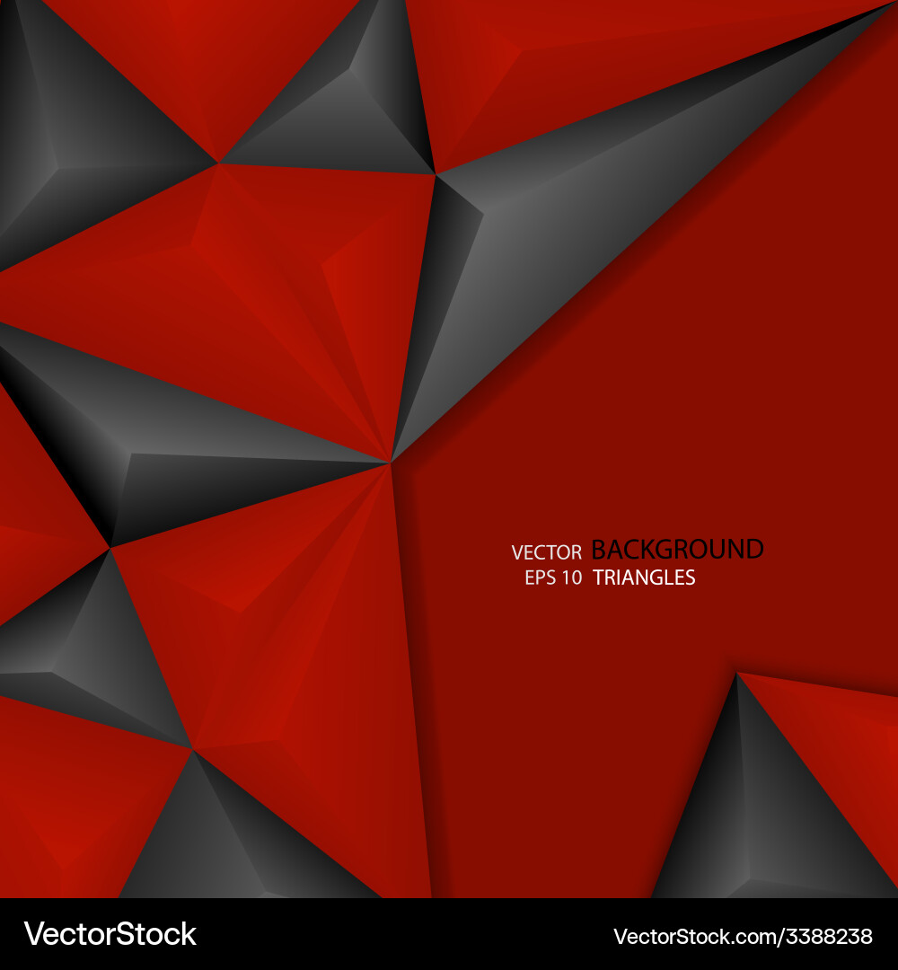 Background of black and red triangles volume Vector Image