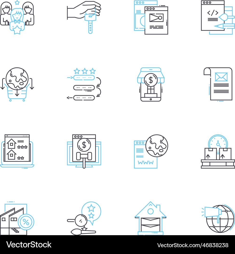 Bargain branding linear icons set thrift value Vector Image