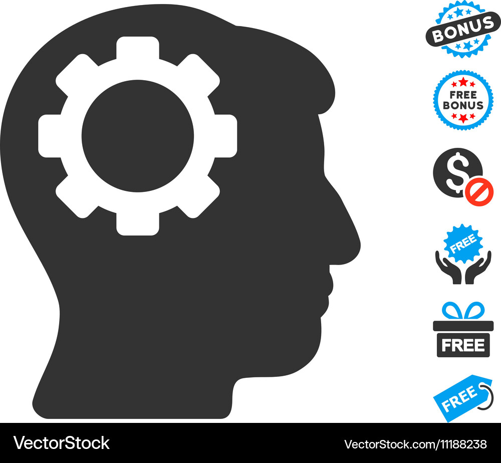 Brain Gear Icon With Free Bonus Royalty Free Vector Image