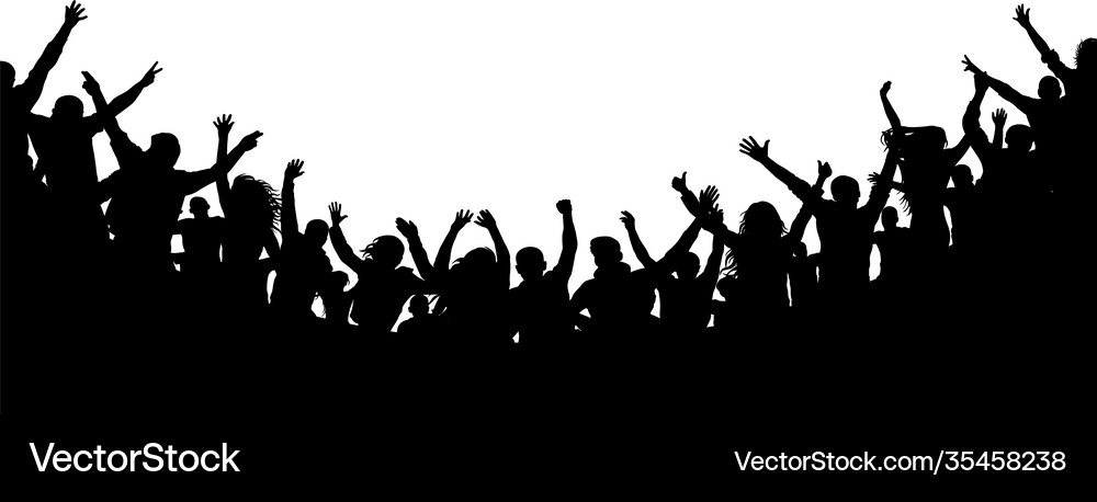 Cheerful people crowd applauding silhouette Vector Image