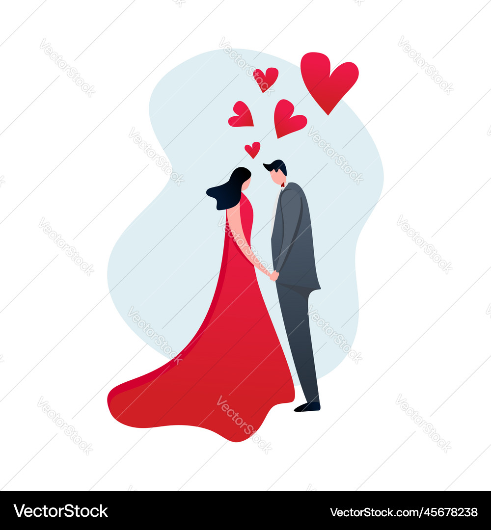 Cute couple wedding with flat design cartoon Vector Image
