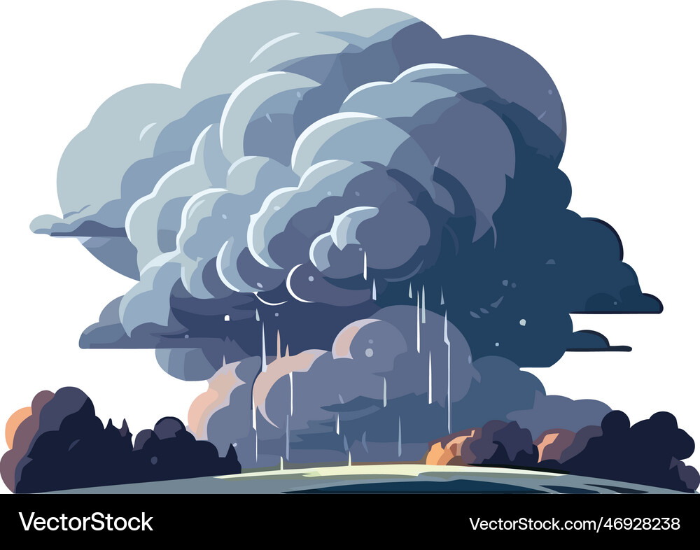 Flat of rain landscape cloudy Royalty Free Vector Image