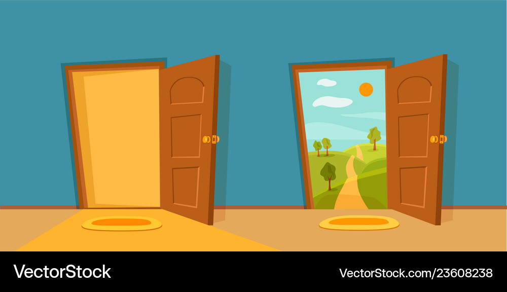 Open door cartoon colorful Royalty Free Vector Image