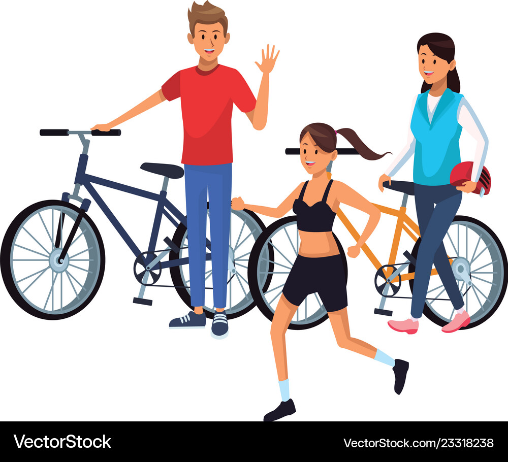 People riding bike Royalty Free Vector Image - VectorStock