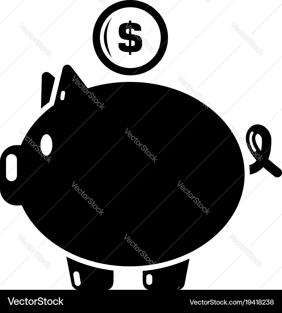 Pig money icon simple black style Royalty Free Vector Image