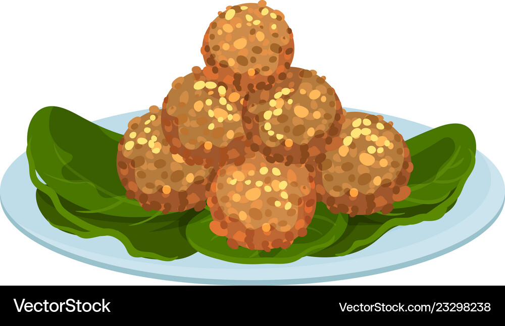 Plate with fried meat balls delicious snacks Vector Image