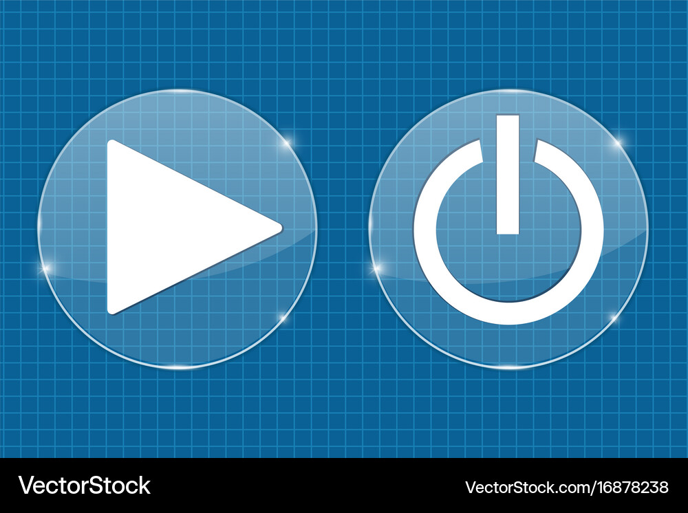 Play and standby transparent shiny buttons Vector Image
