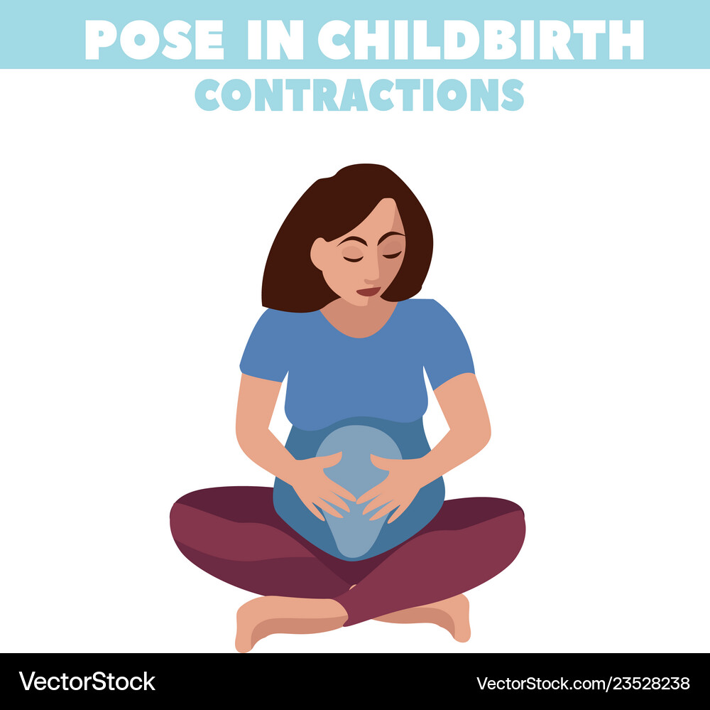 Pose in childbirth birth pains relief labor Vector Image