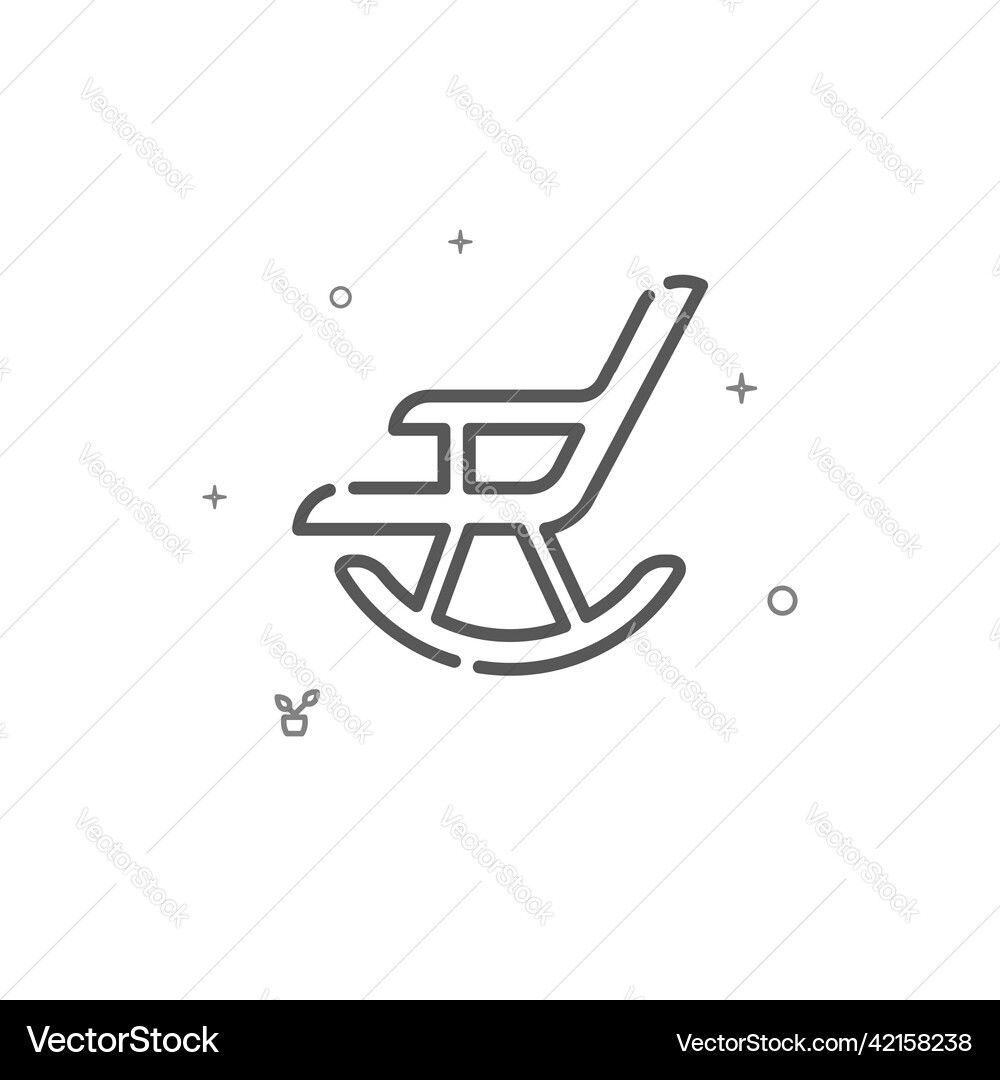 Rocking chair simple line icon home Royalty Free Vector