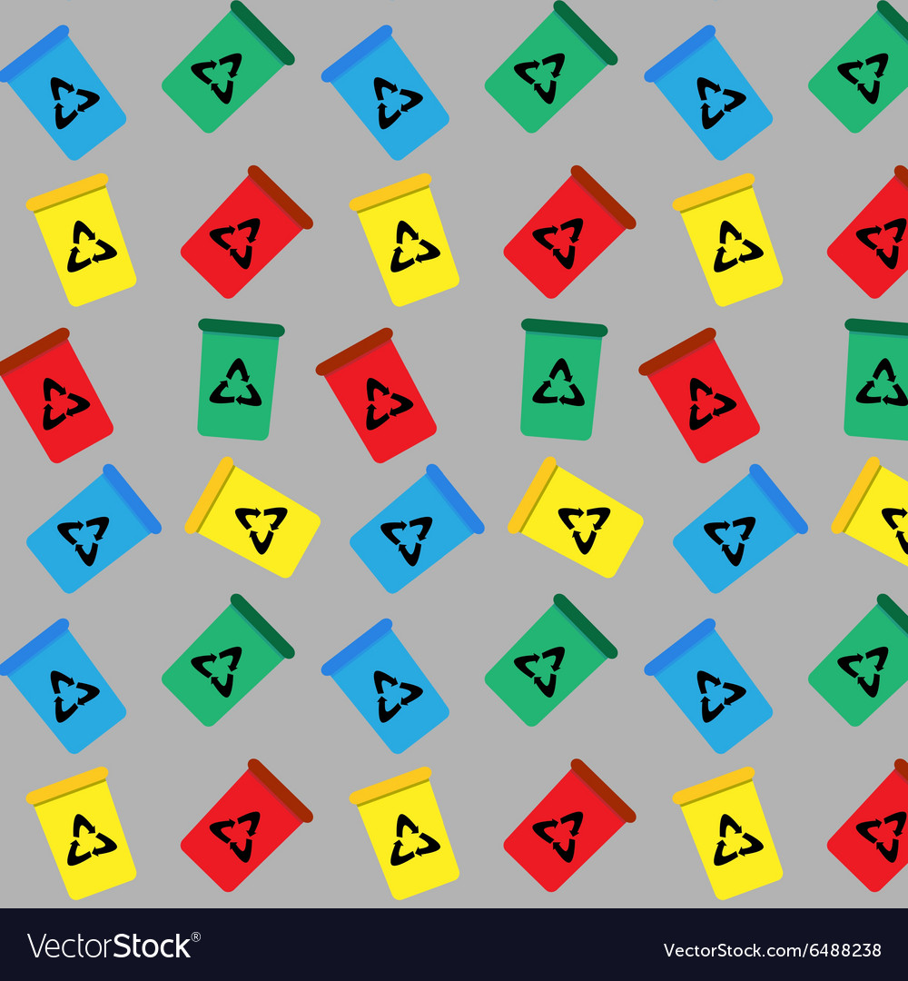 Seamless pattern trash bin Royalty Free Vector Image