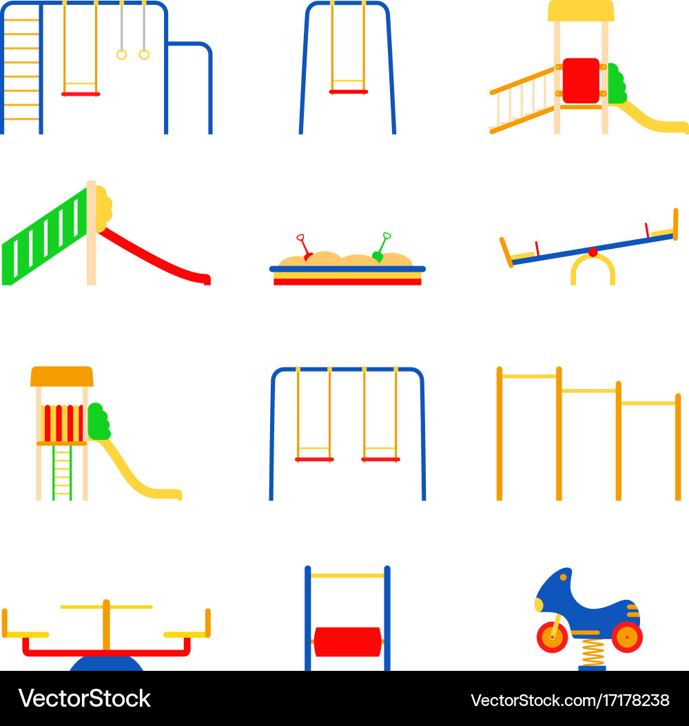 Set kid playground icons on white background Vector Image