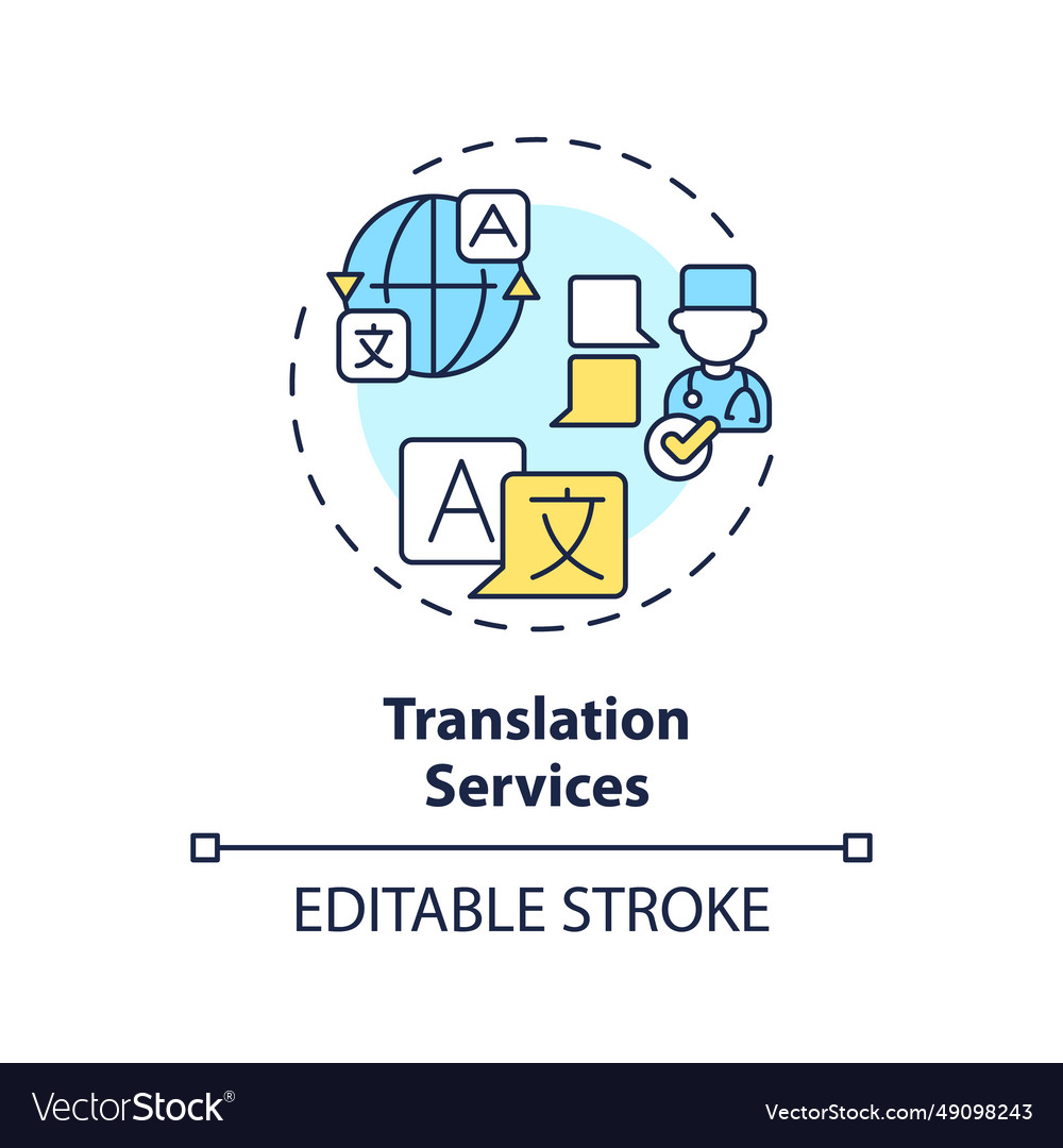 2d thin linear icon translation services concept Vector Image