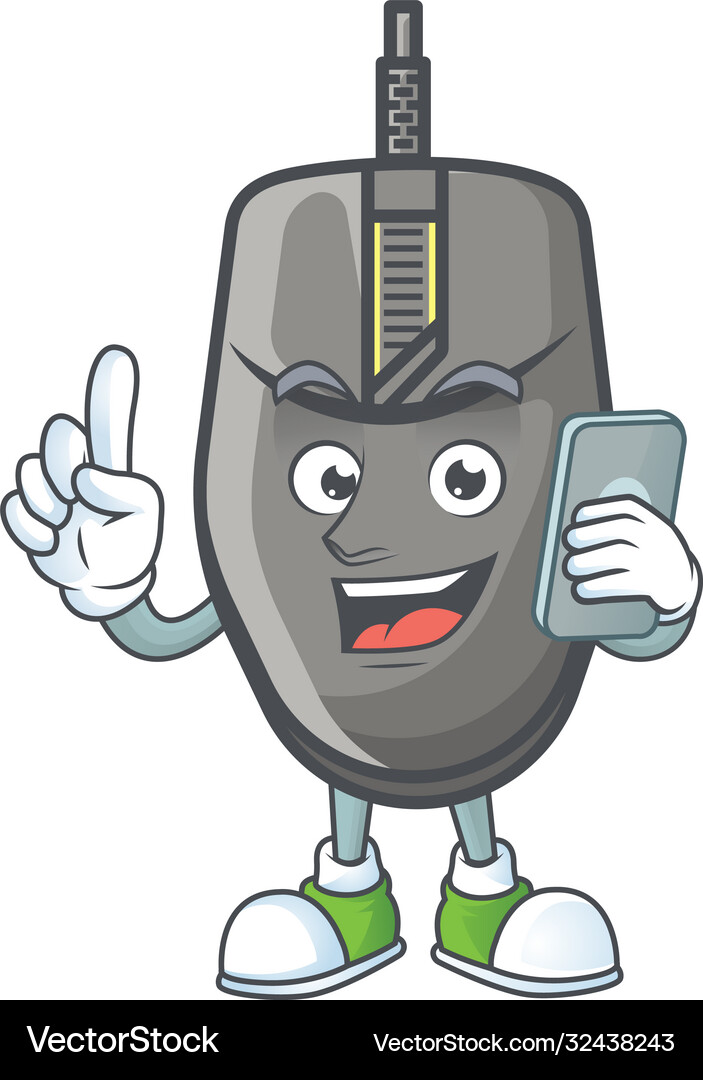 A picture happy black mouse speaking on phone Vector Image