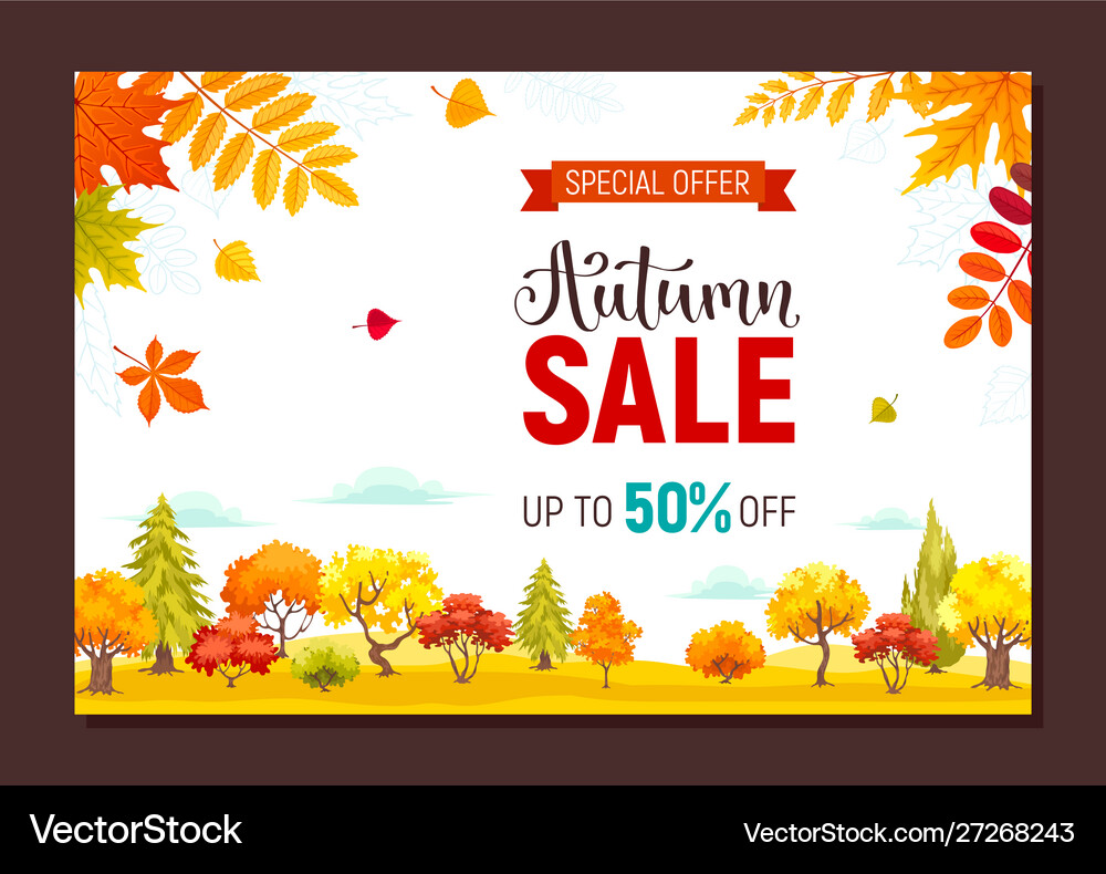 Autumn sale poster Royalty Free Vector Image - VectorStock