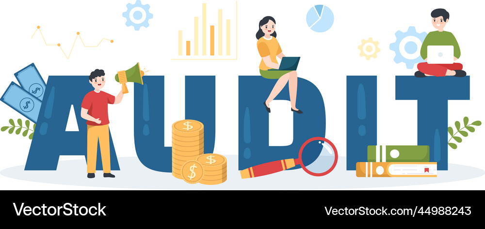 Business audit of documents with charts Royalty Free Vector