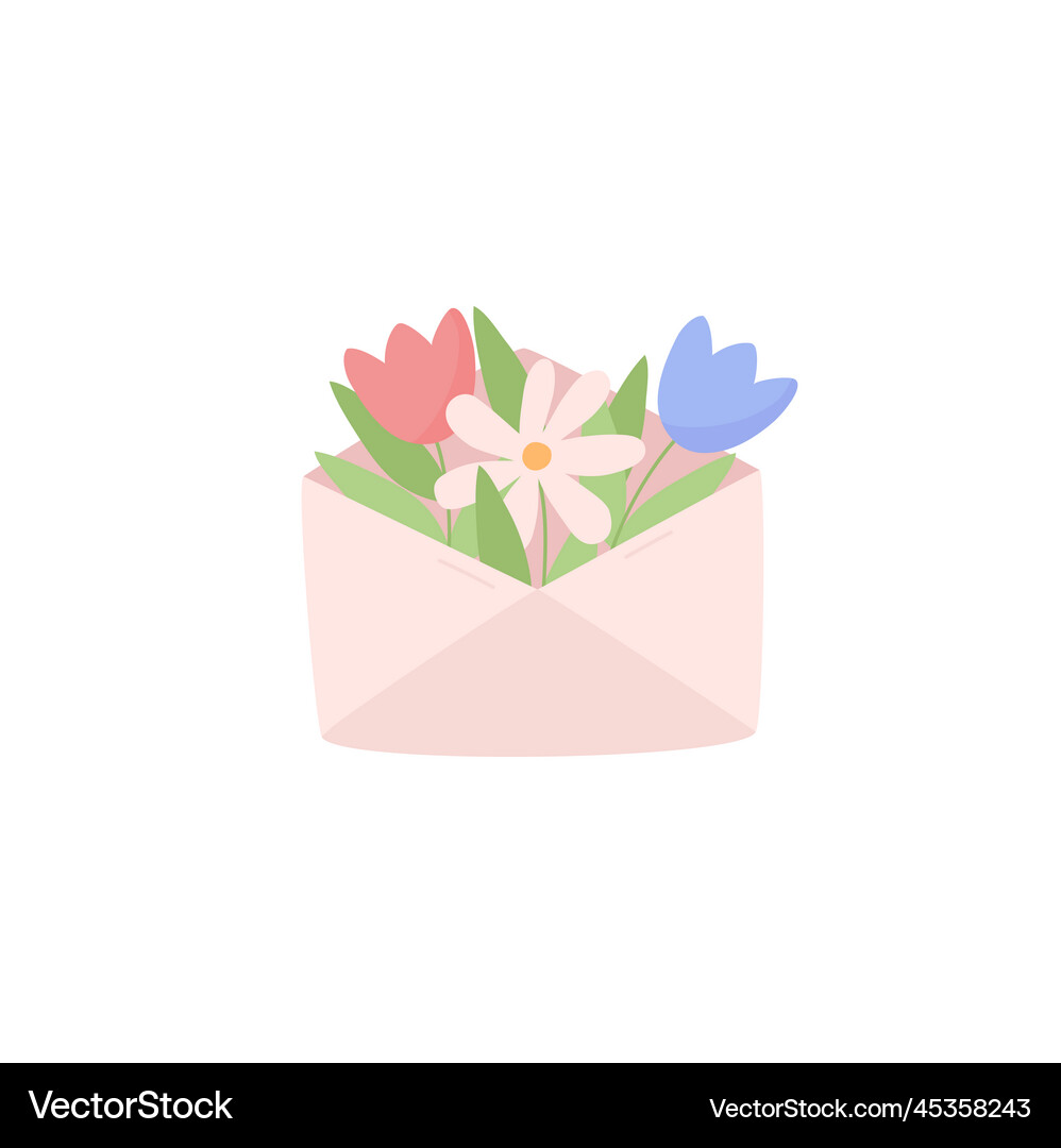Colorful flowers in envelope spring and summer Vector Image