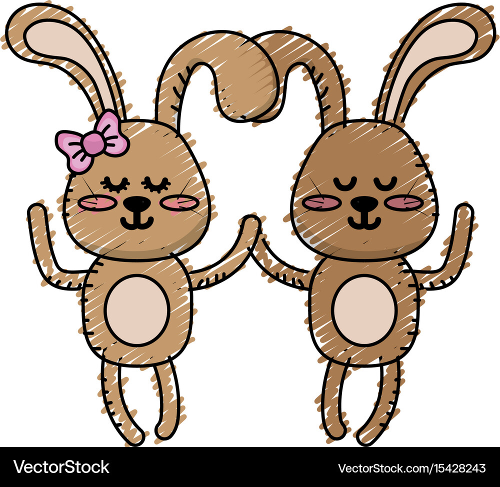 Cute animal couple rabbit together Royalty Free Vector Image