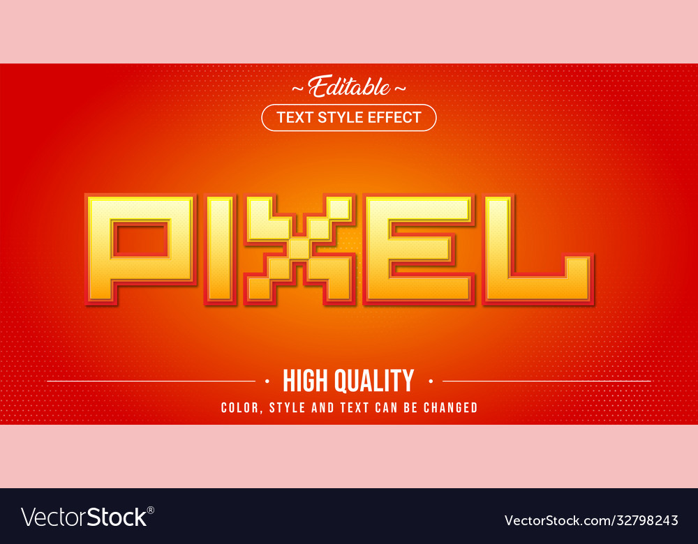 Editable text style effect - pixel theme style Vector Image