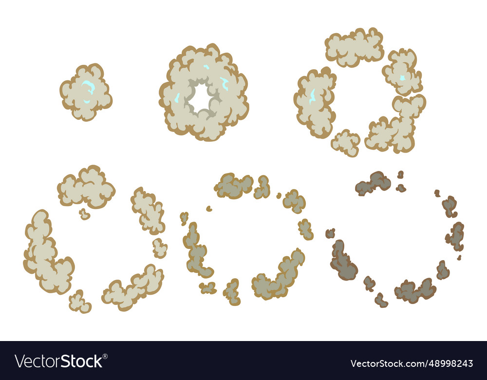 Explosion animation set cartoon burst effect Vector Image