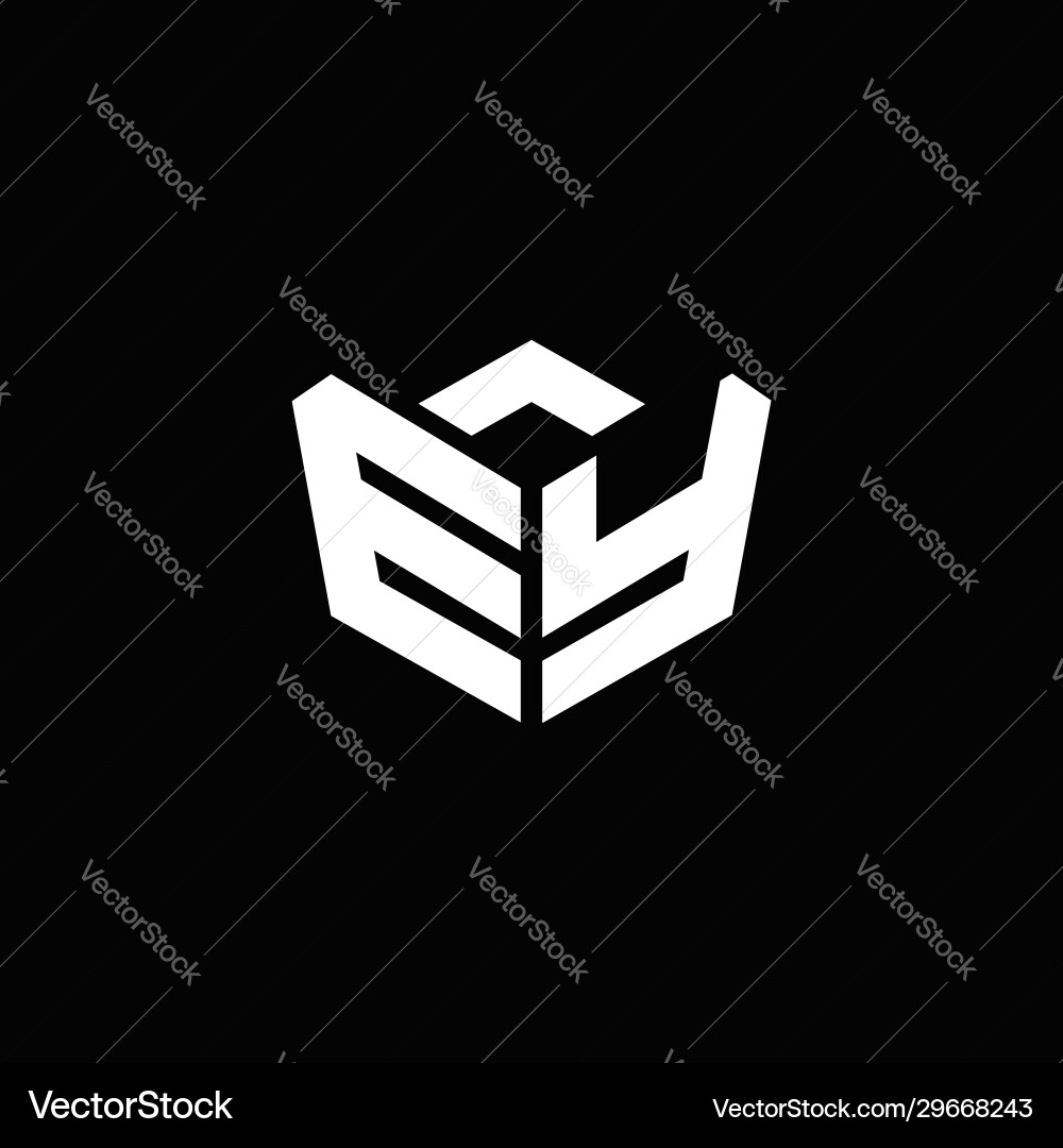 Ey logo monogram with emblem style ribbon design Vector Image